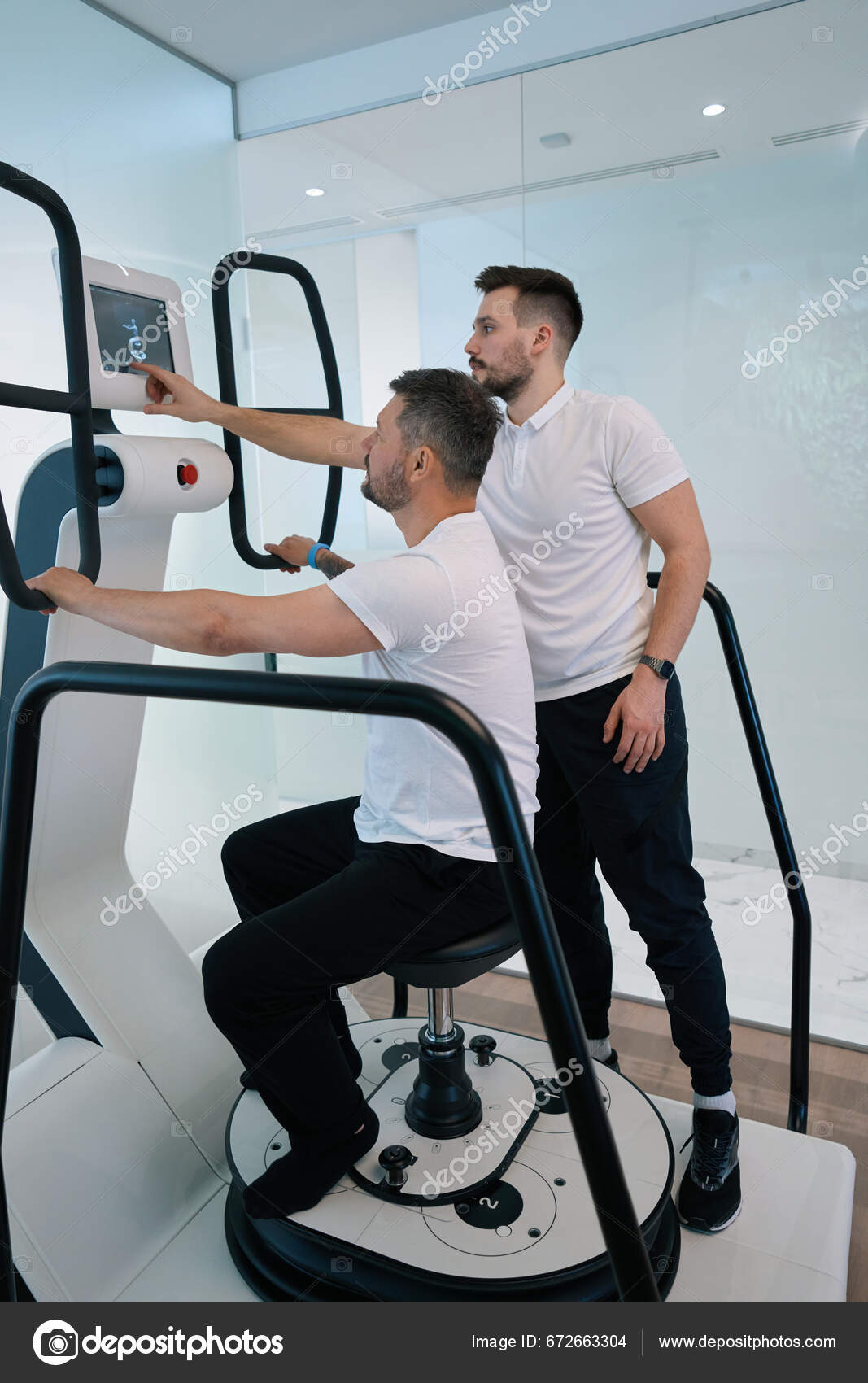 Patient Seated Stool Multi Axis Motorized Platform While Physical ...