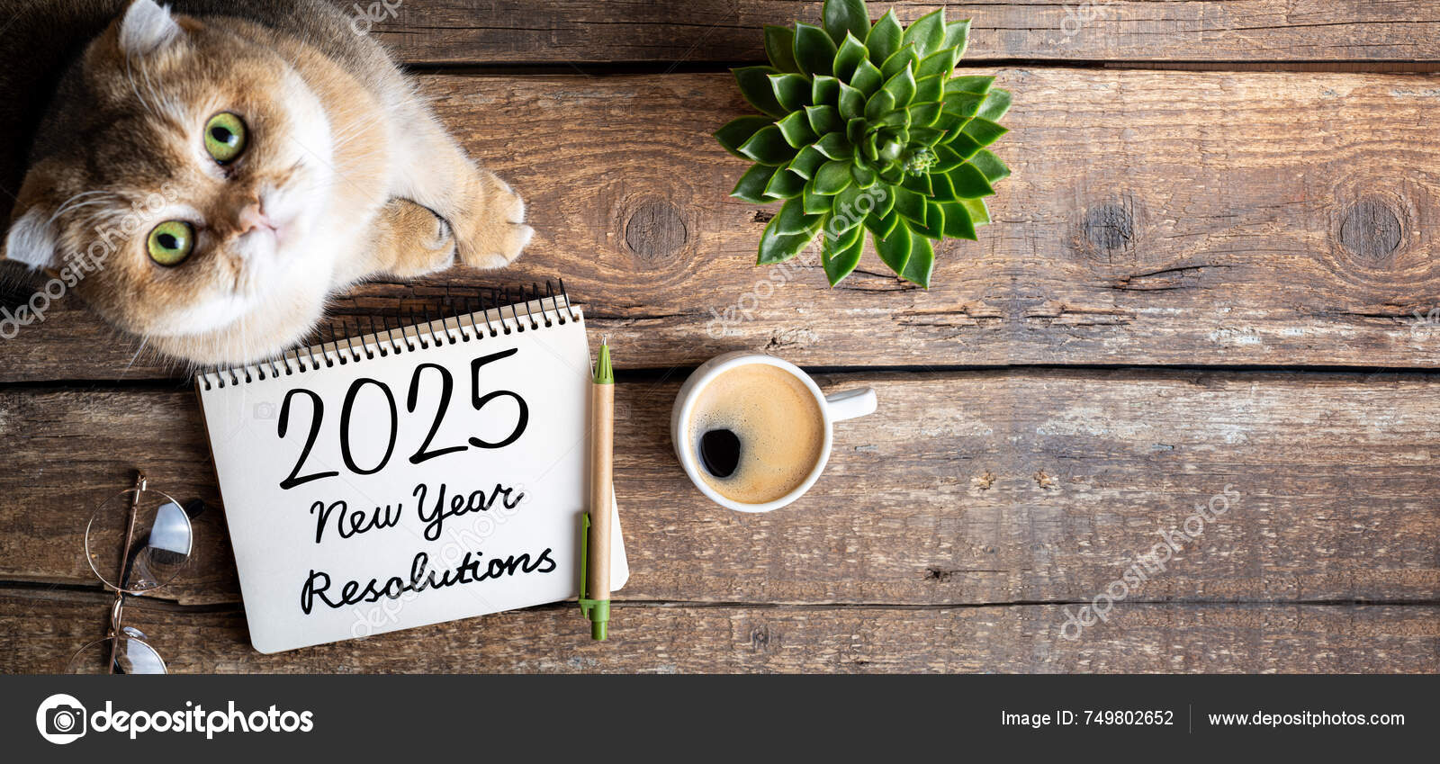 New Year Resolutions 2025 Desk 2025 Resolutions List Notebook Coffee ...