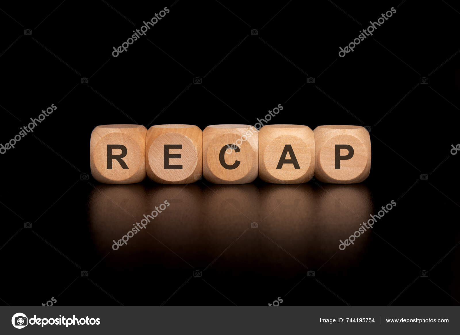 Collection Wooden Cubes Showcasing Word Recap Set Stylish Black ...