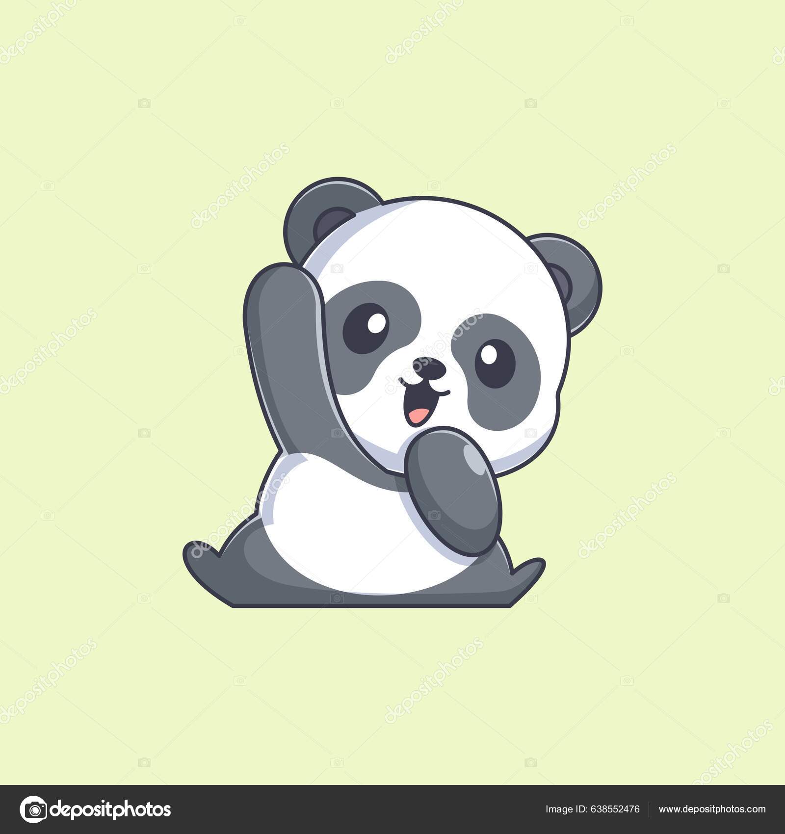 Cute Panda Waving Hand Cartoon Vector de stock #638552476 de ©wawadzgn