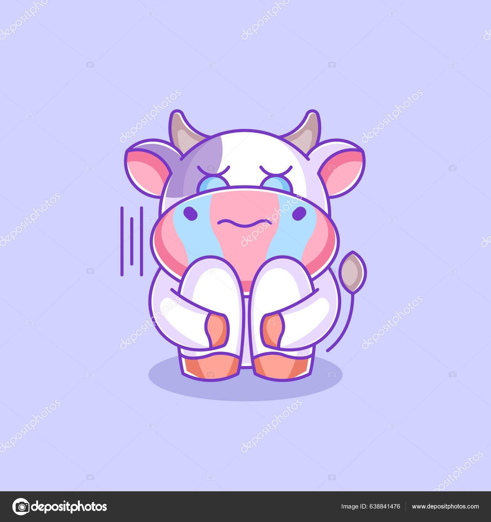 Image vectorielle Cute Cow Sad Crying par ©wawadzgn - 638841476