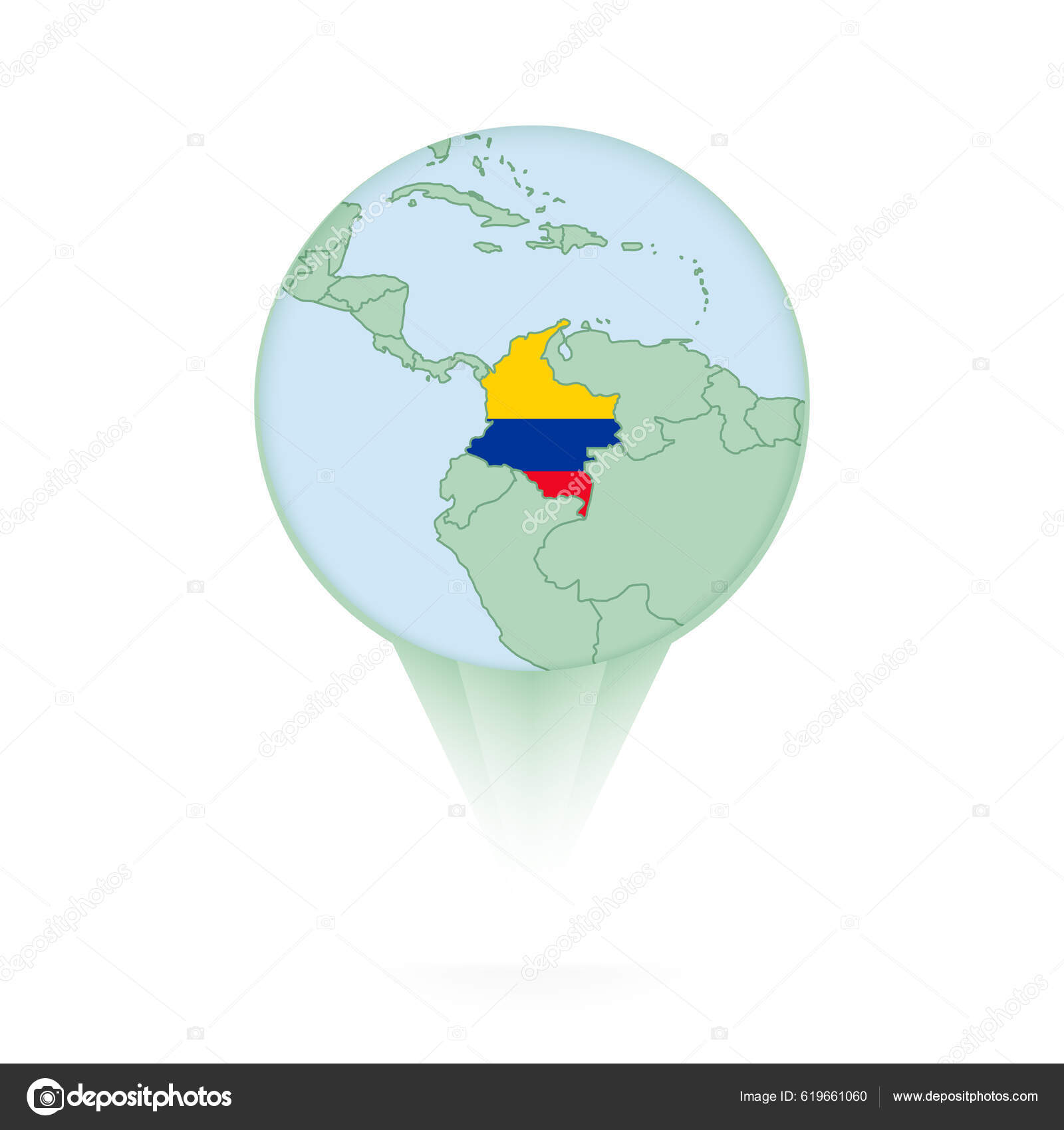 Mapa Colombia Icono Ubicación Con Estilo Colombia Mapa Bandera Vector ...