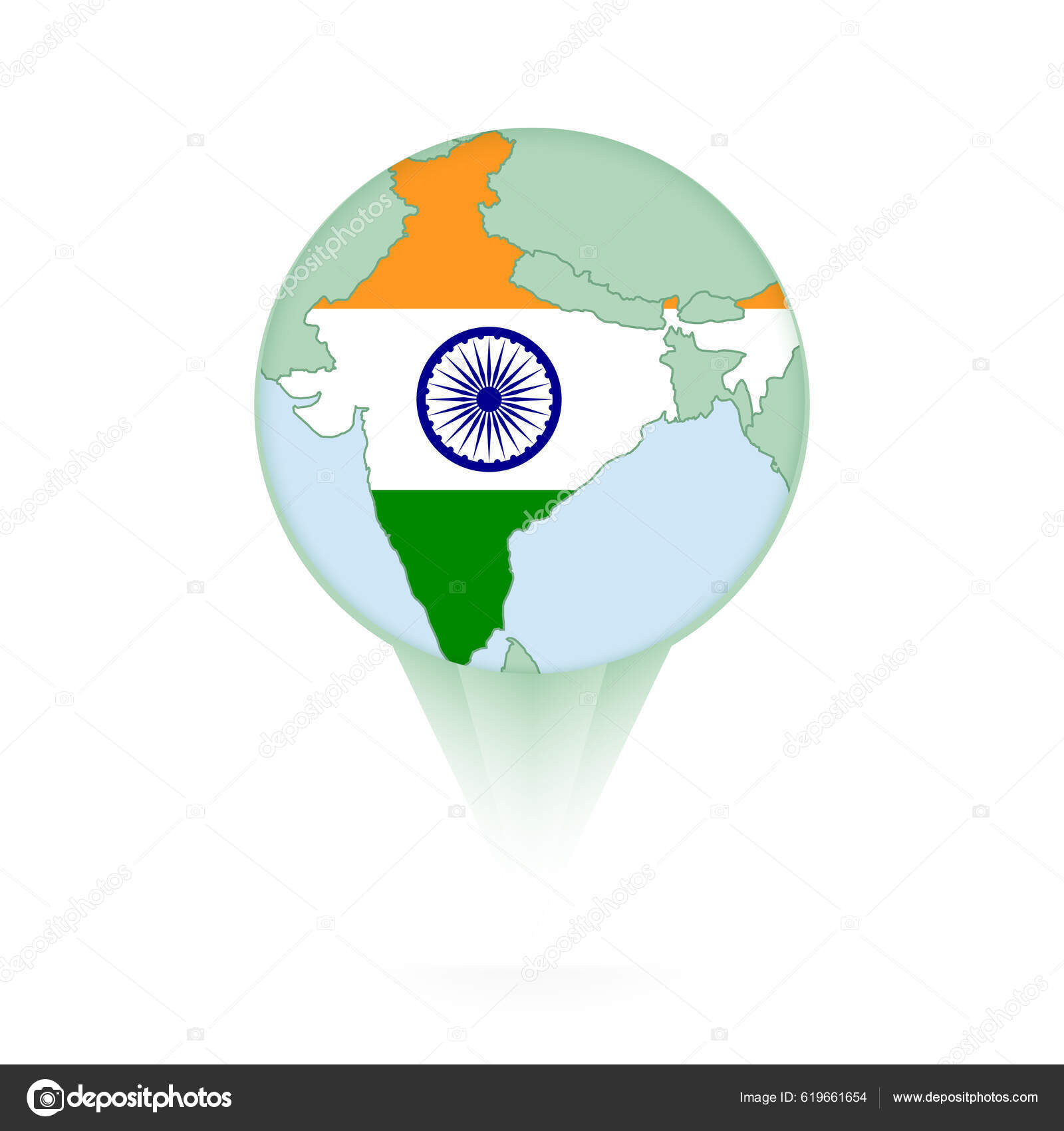 Flag Map Of India Logo Vector