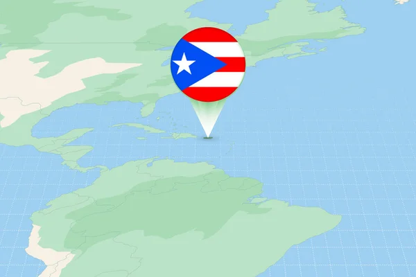 Puerto Rico map and flag in circle. Map of Puerto Rico. Stock Vector by ...