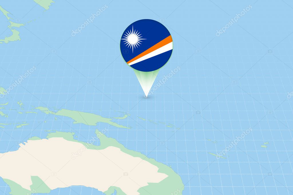 Ilustración mapa de Islas Marshall con la bandera. Ilustración ...