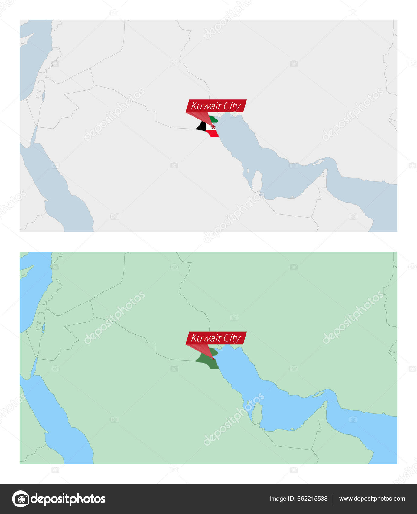 Kuwait Mapa Con Pin Capital Del País Dos Tipos Mapa Vector de stock por ...