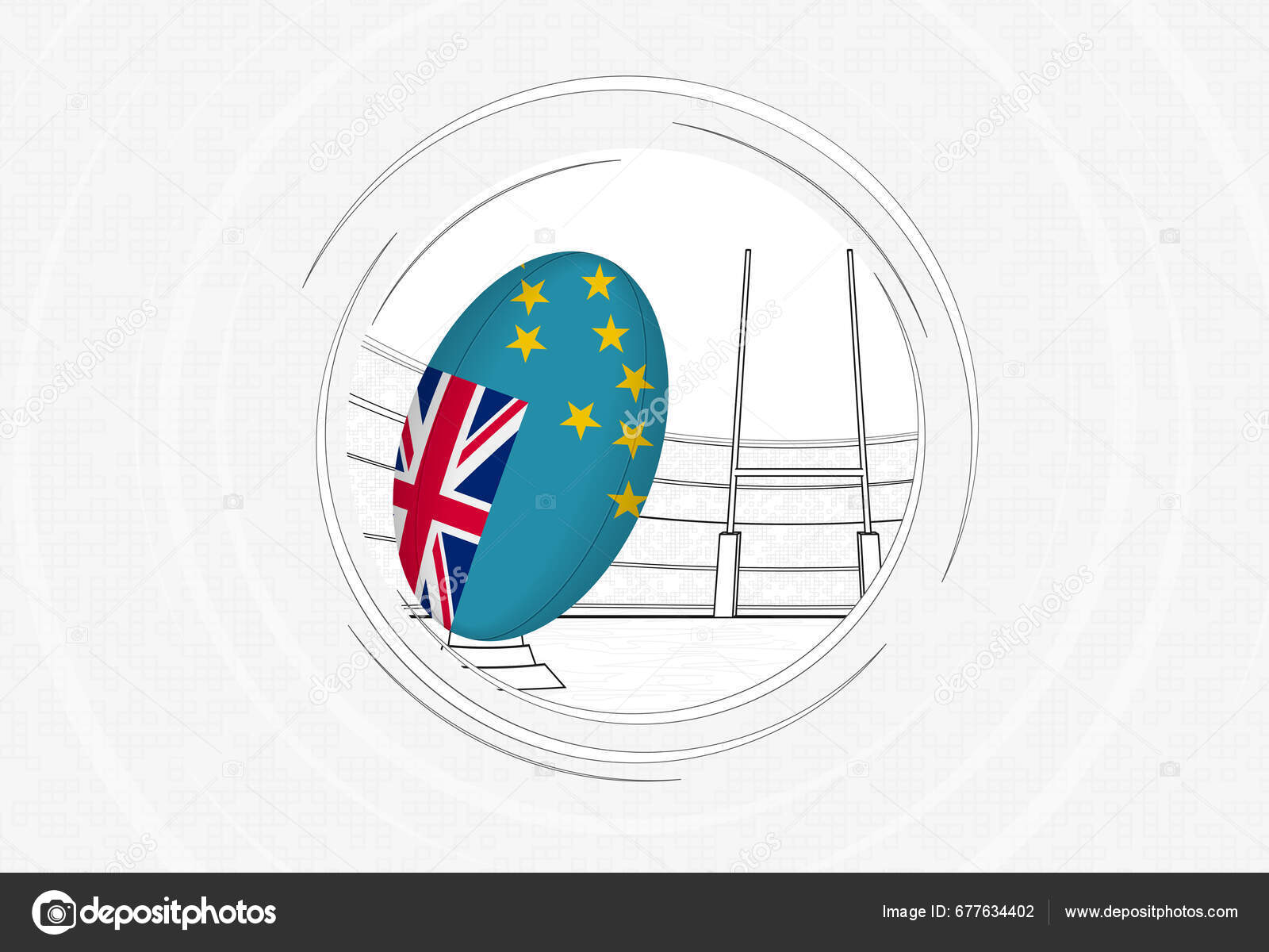 Tuvalu Flag Rugby Ball Lined Circle Rugby Icon Ball Crowded Stock ...