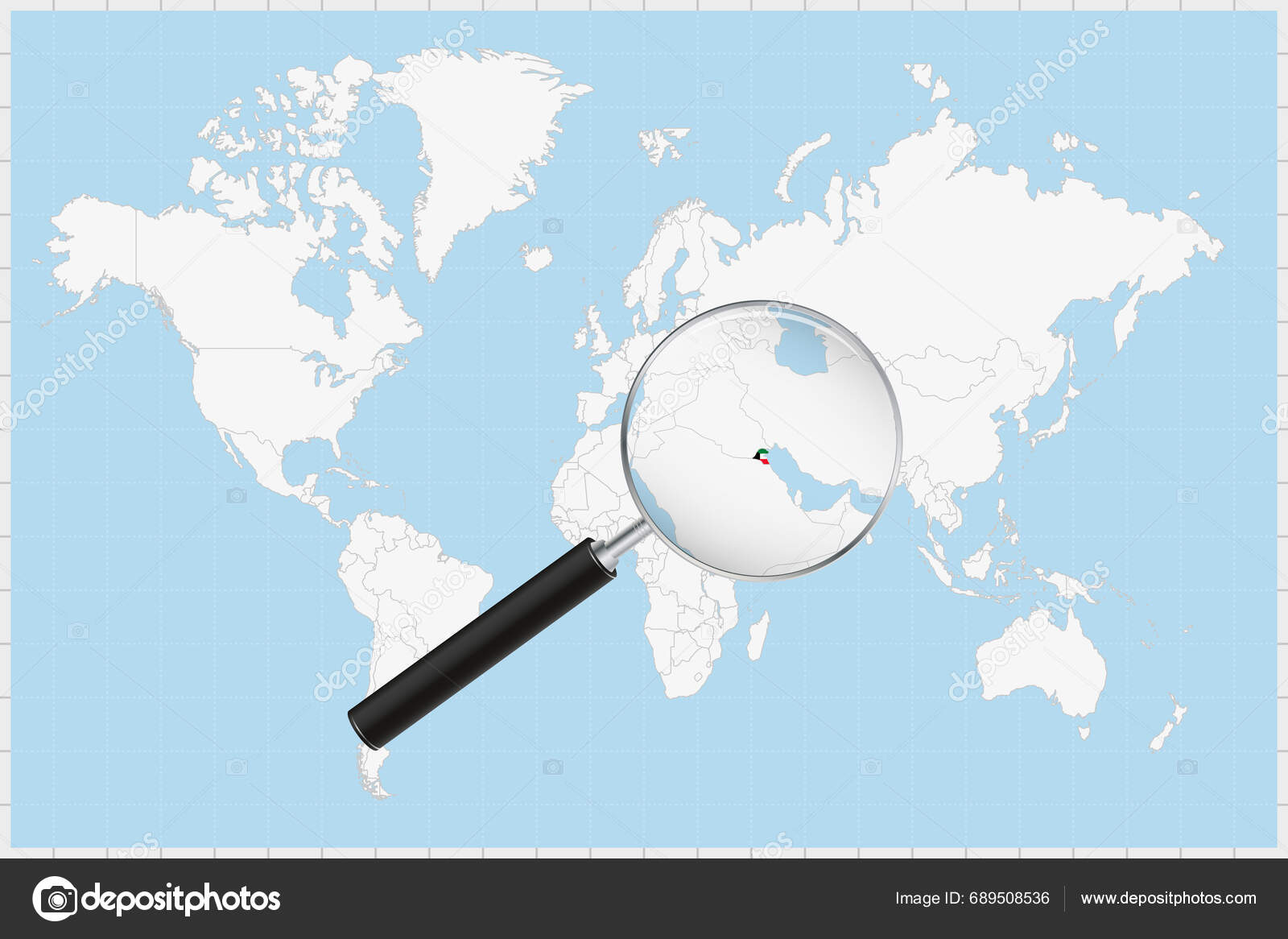 Ampliação Mostrando Mapa Kuwait Mapa Mundo Vetor de ©boldg 689508536