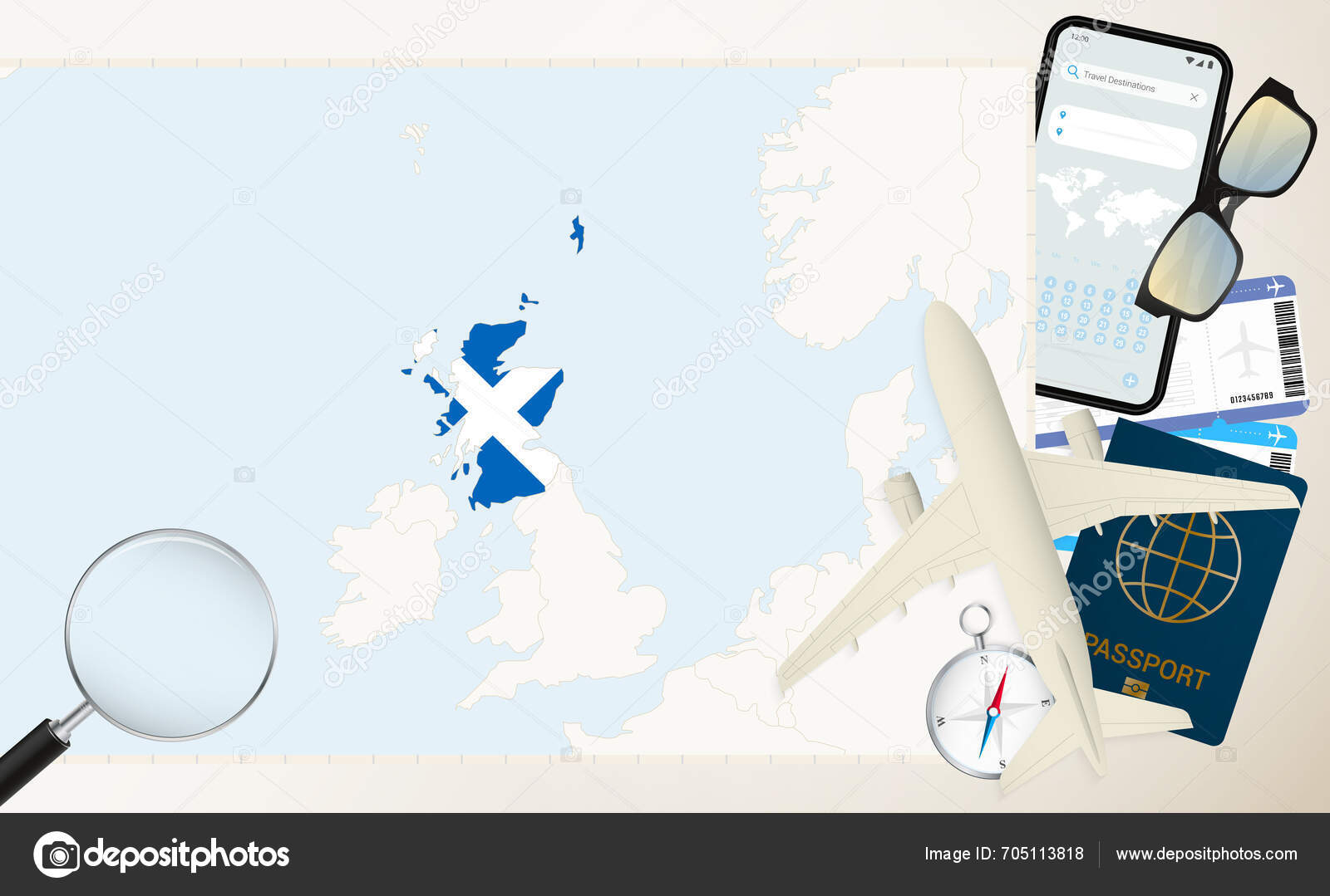 Scotland Map Flag Cargo Plane Detailed Map Scotland Flag Stock Vector ...