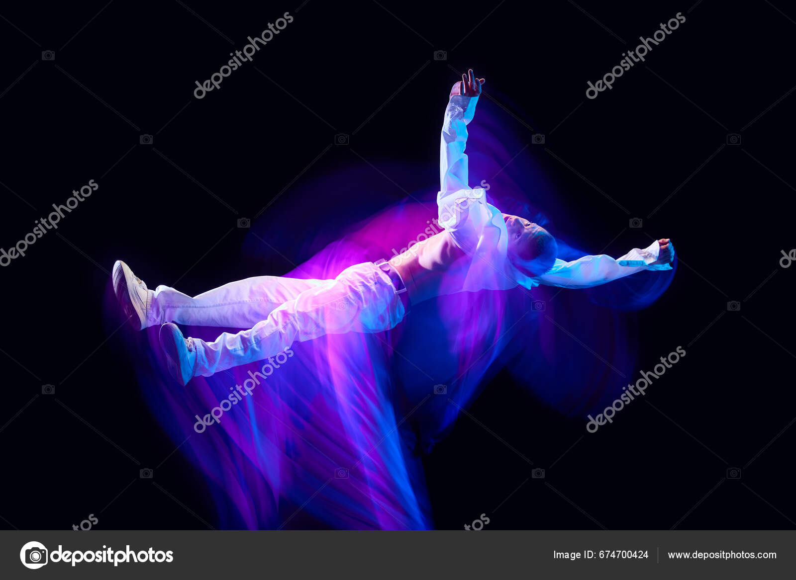 Freedom Movements Young Man Stylish Clothes Motion Black Studio ...