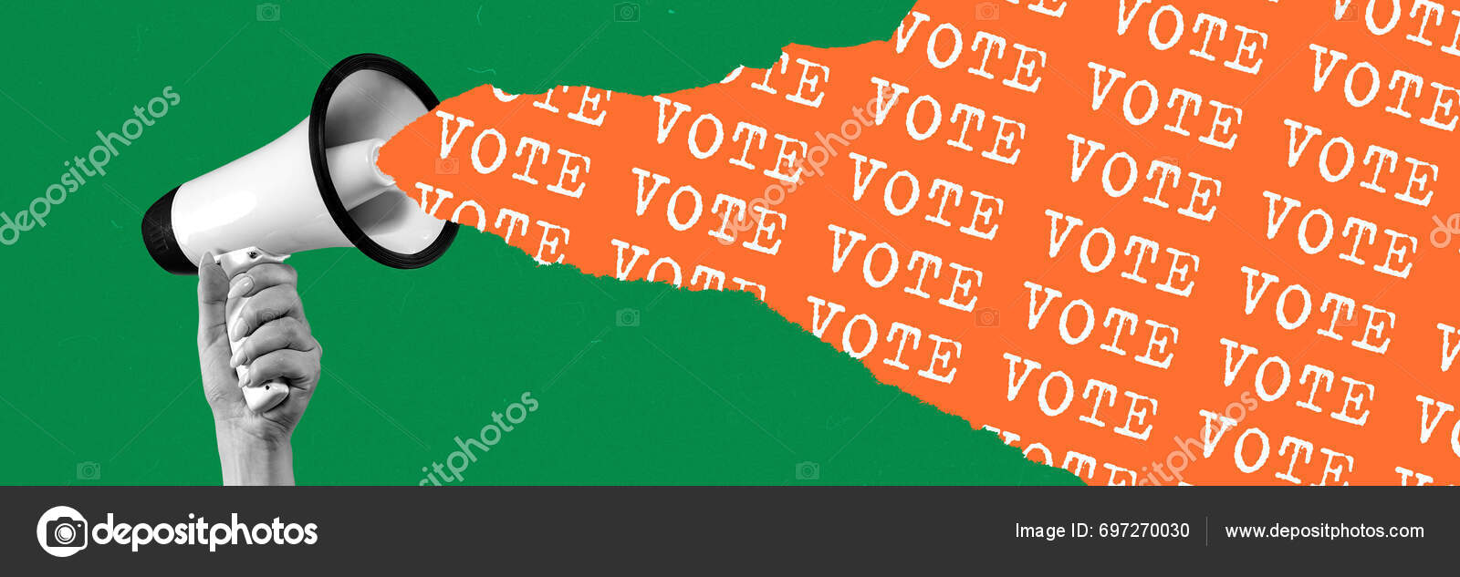 Female Hand Holding Megaphone Flow Word Vote Importance Vote Candidate ...