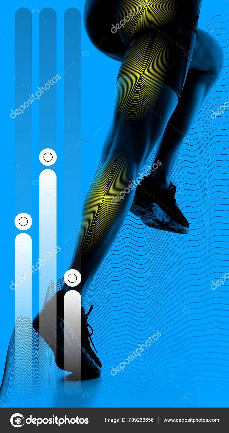 Cropped Image Female Legs Dynamic Pose Athlete Motion Running Blue ...