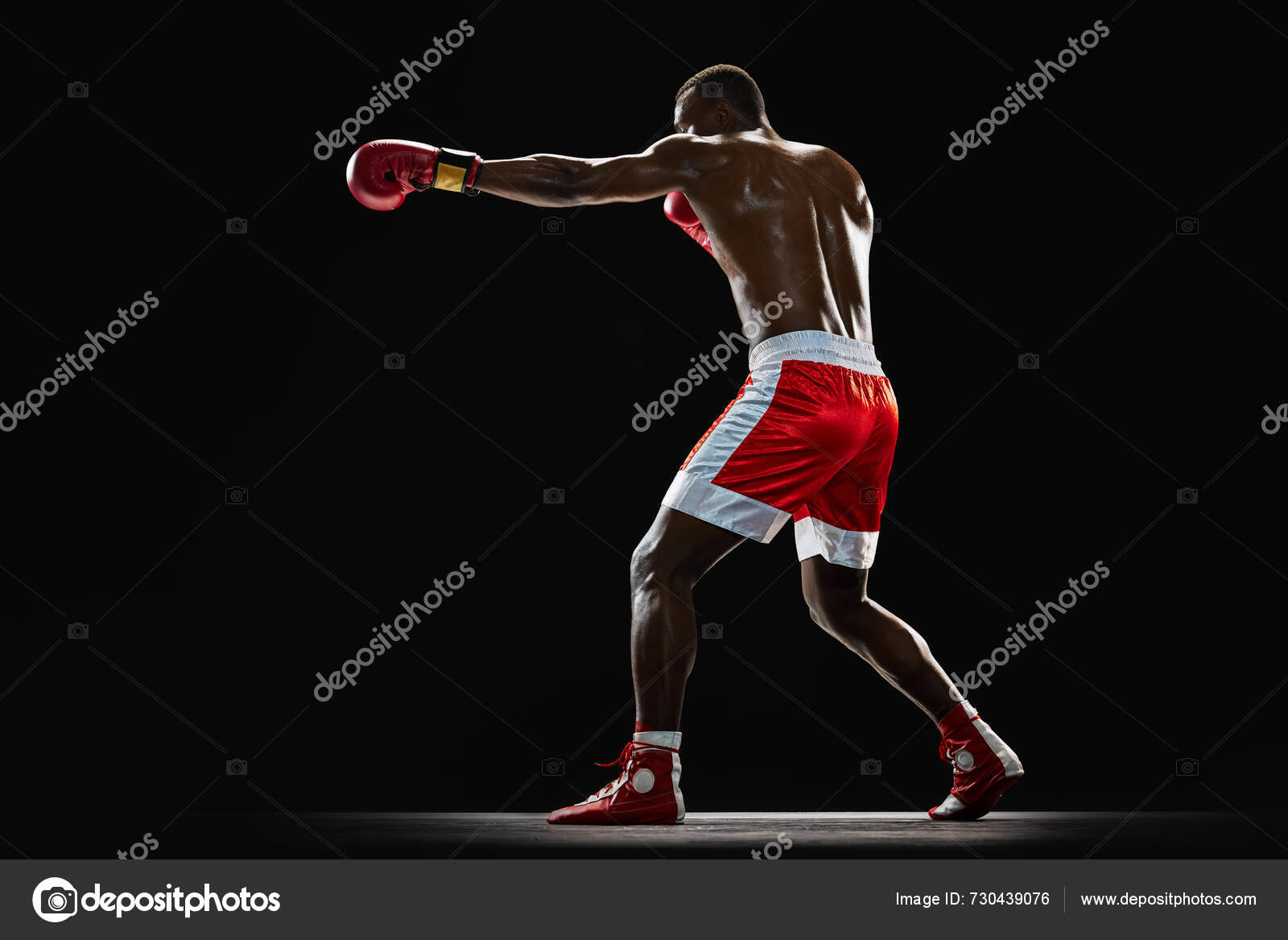 Side View Image Athletic Muscular Man Sweating Shirtless Body Boxer ...