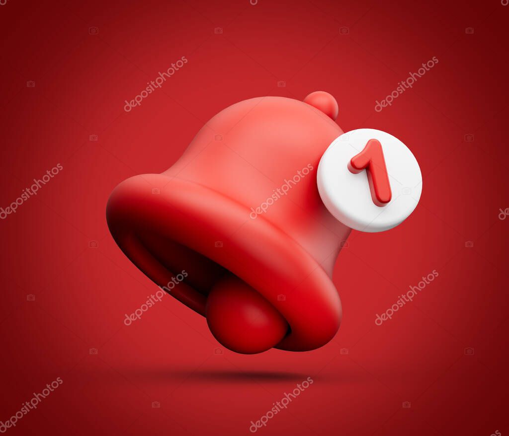 Símbolo de notificación de campana roja con 1 mensaje de alerta o ...