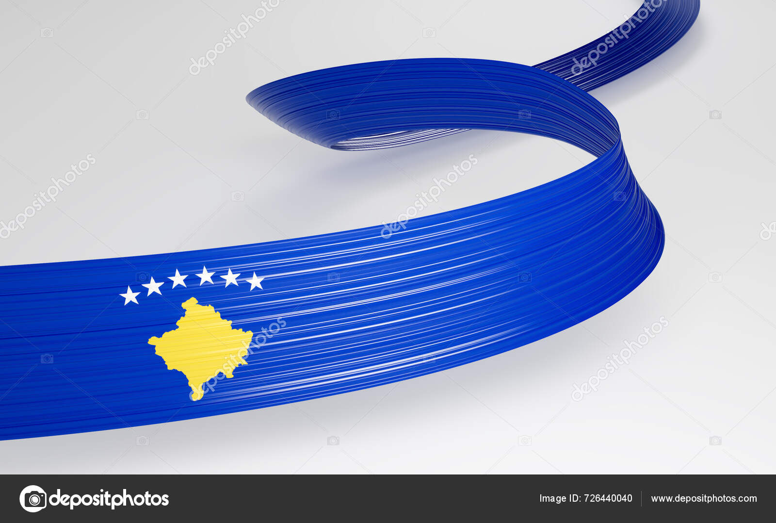 Flag Kosovo Wavy Shiny Kosovo Ribbon Flag Isolated White Background ...