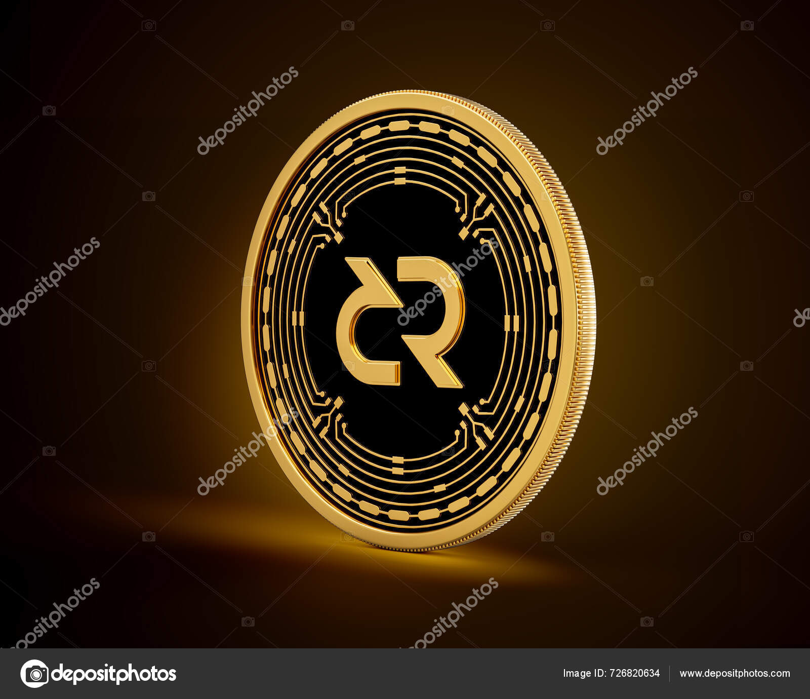 Golden Black Rounded Cryptocurrency Decred Dcr Coin Golden Glow ...