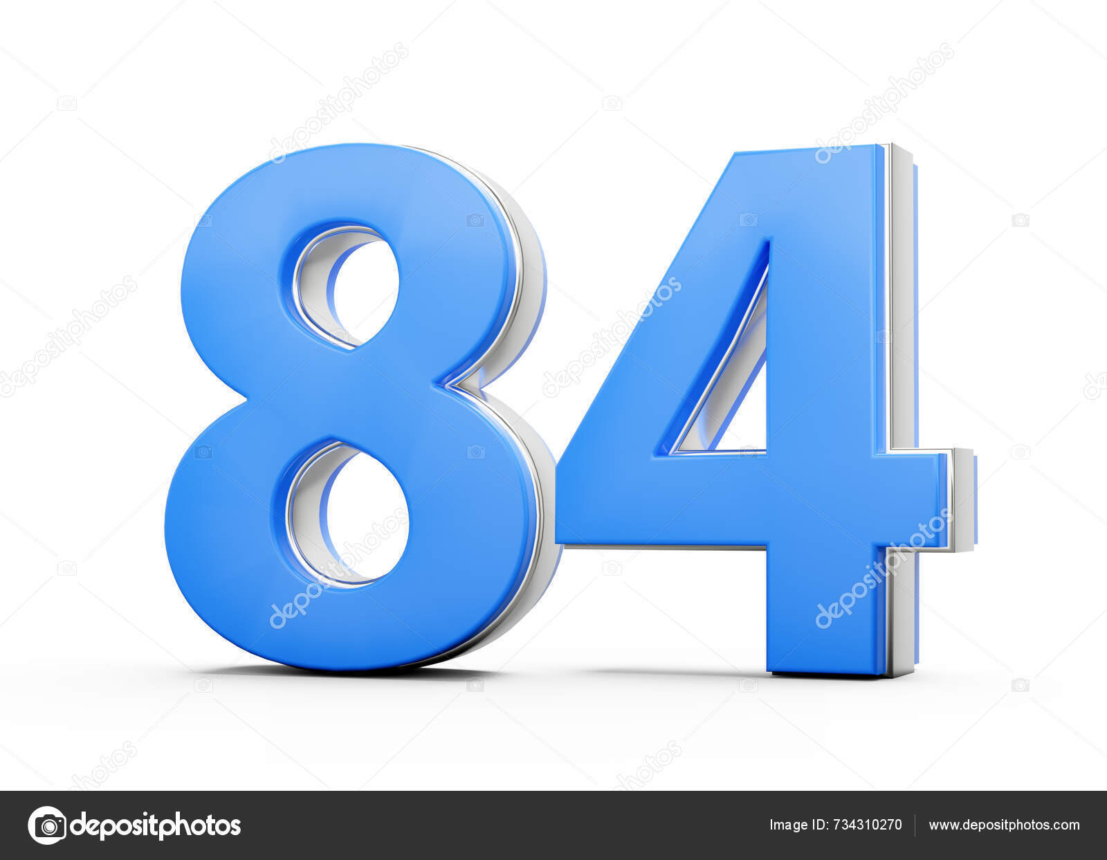 Number Eighty Four Made Blue Body Silver Outline White Background ...