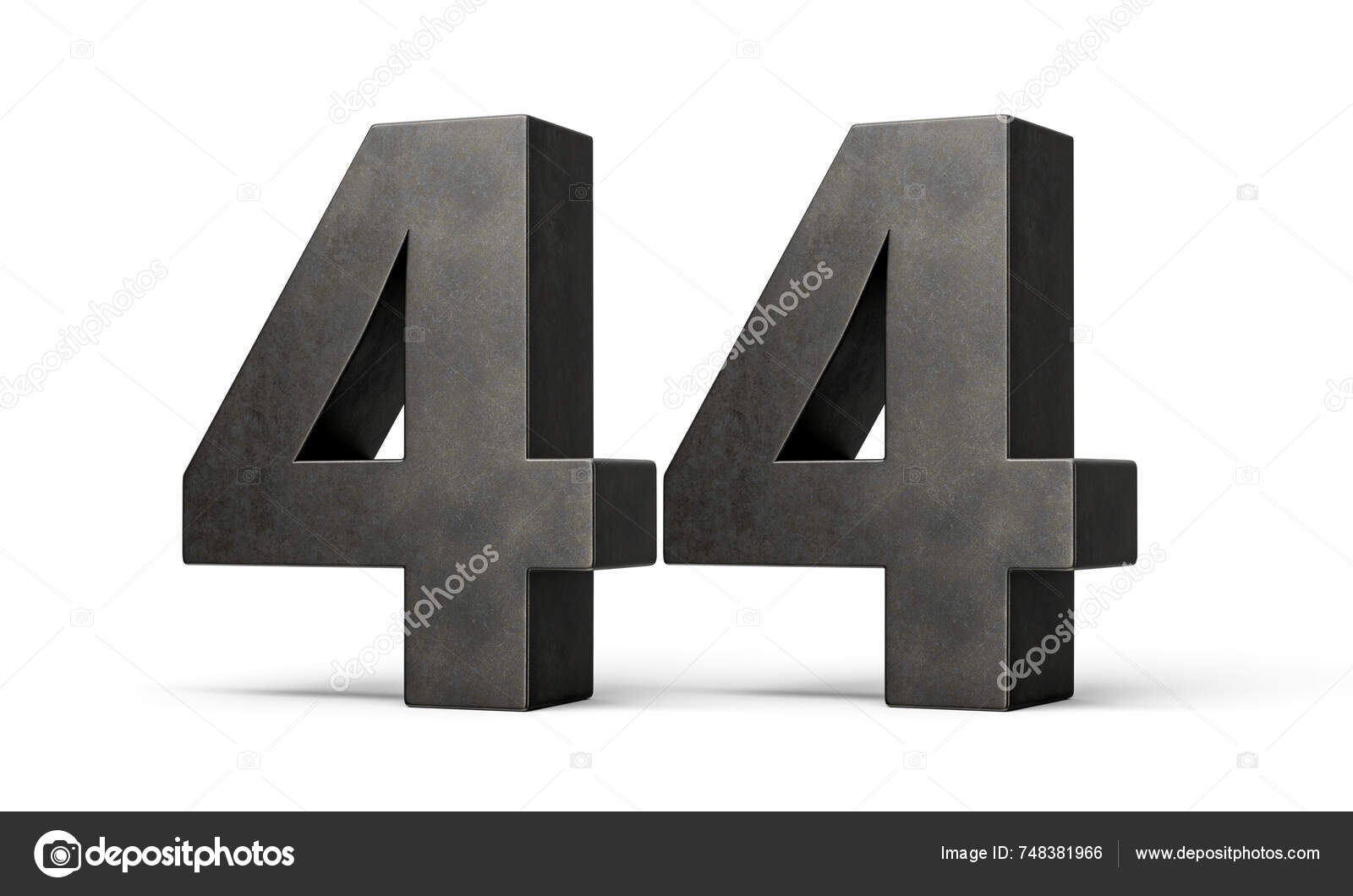 Number Forty Four Digit Made Gray Smooth Cast Iron Isolated — Stock ...