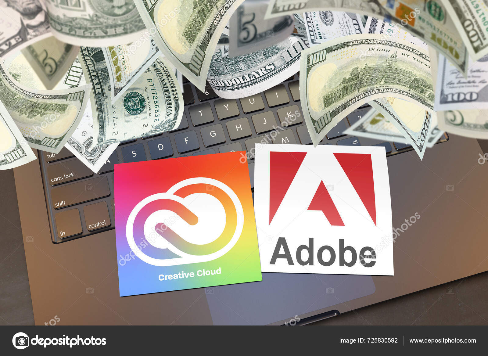 Creative Cloud Adobe Services Logo Visual Presentation Render — Stock ...