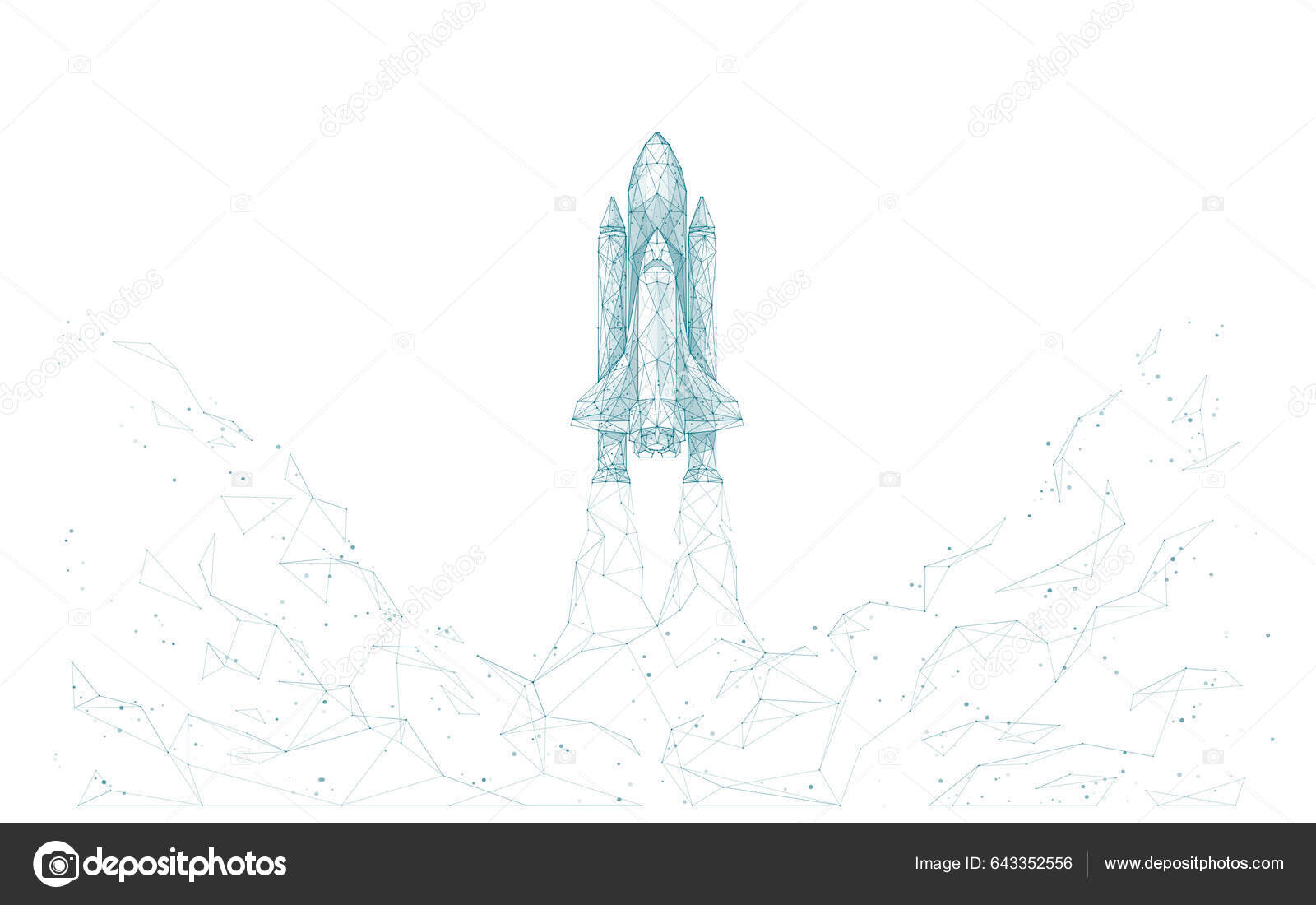 Rocket Launch Digital Space Shuttle Polygons Lines Isolated White ...
