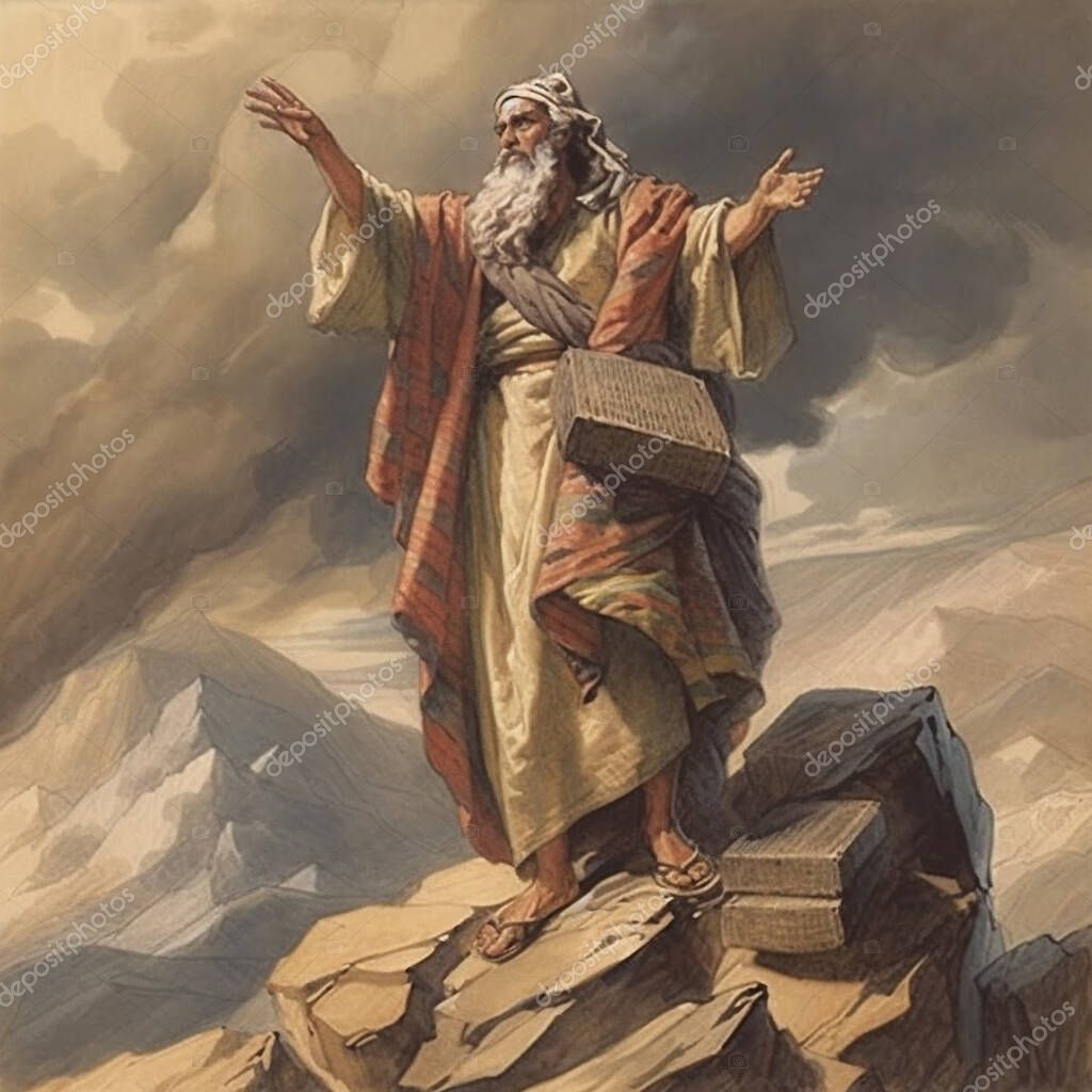 Moisés recibir los diez mandamientos en el Monte Sinaí, la religión y ...