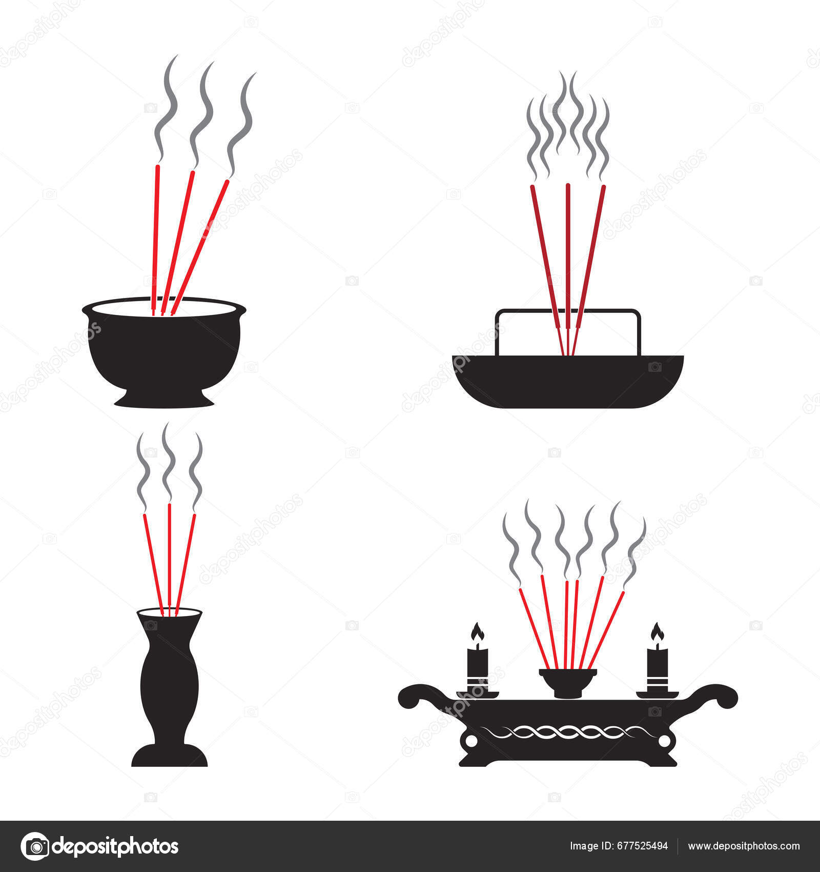 Chinese Prayer Incense Vector Icon Illustration Symbol Design Stock ...