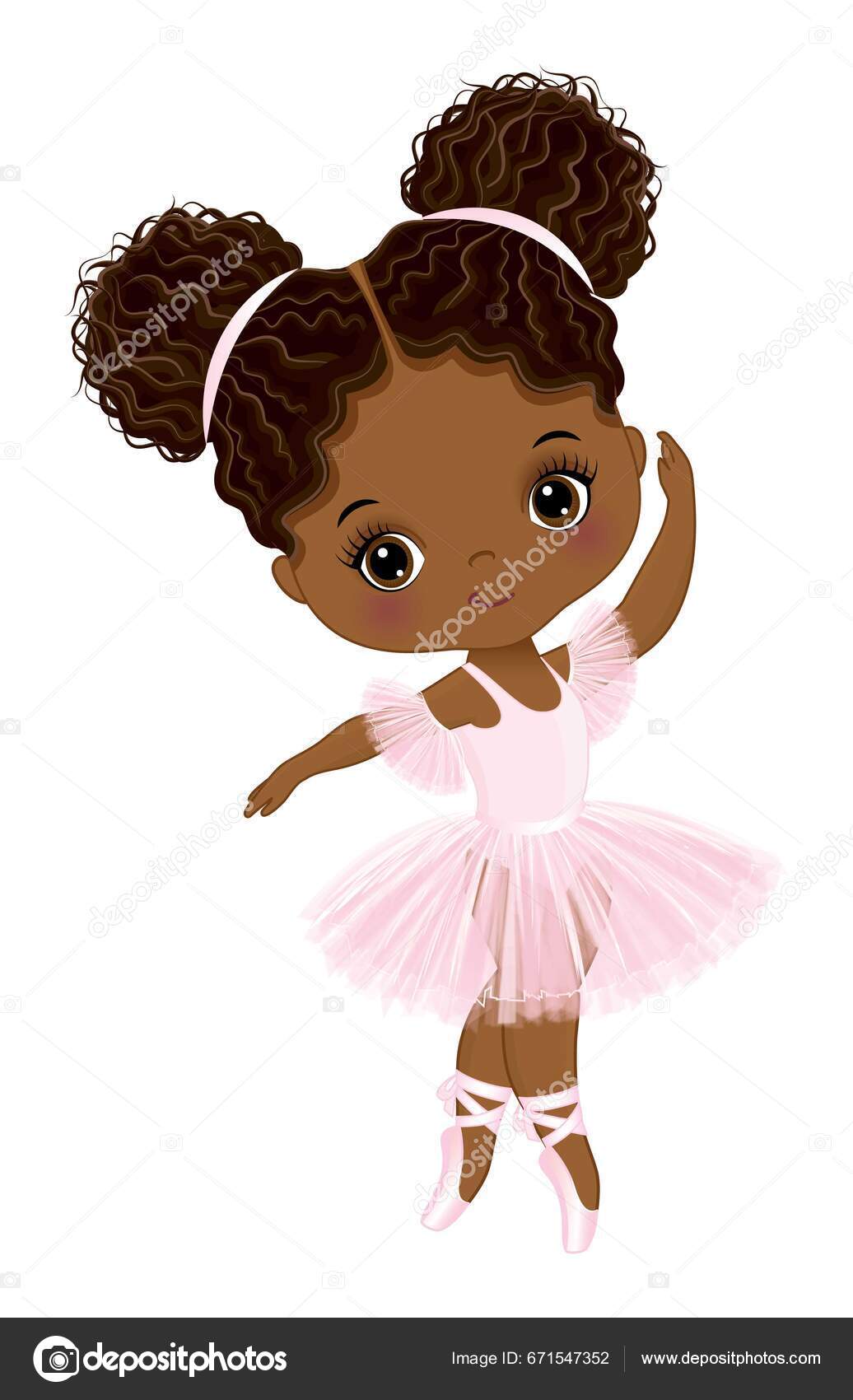Cute African American Ballerina Dancing Black Ballerina Wearing Pastel ...