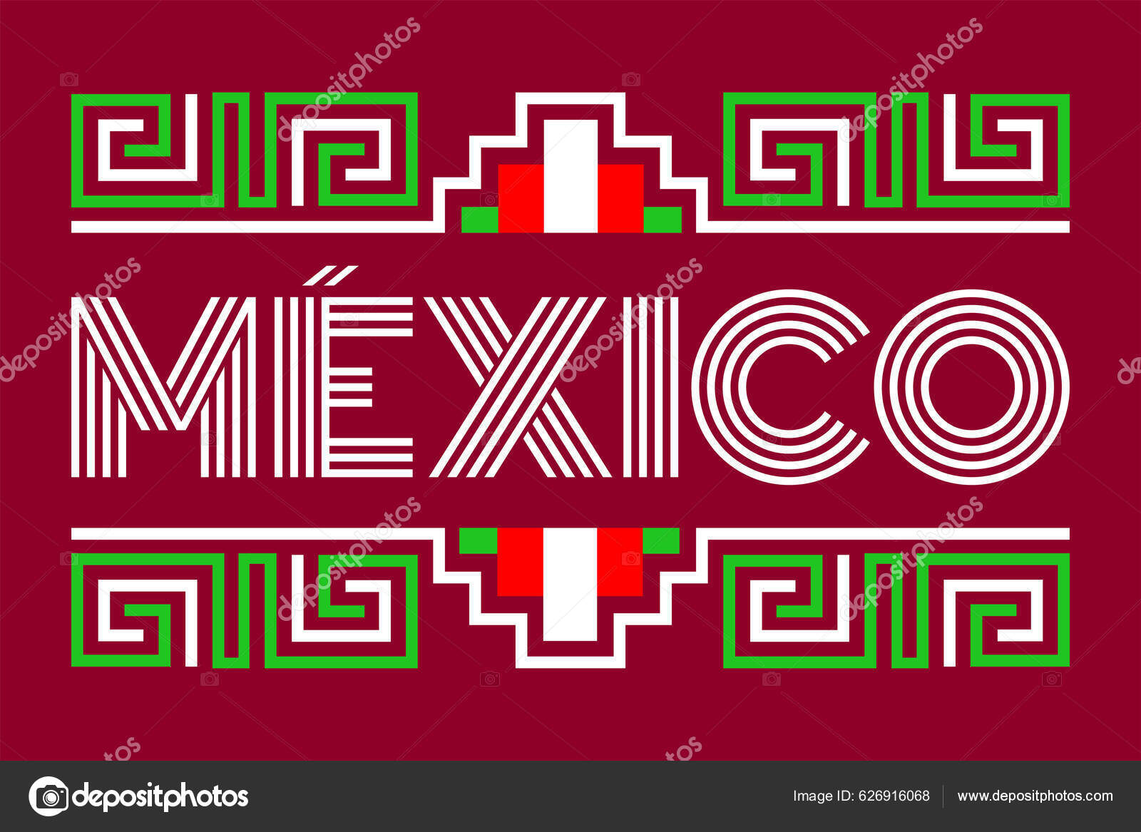 México Azteca Maya Líneas Elementos Diseño Colores Bandera Vector de ...