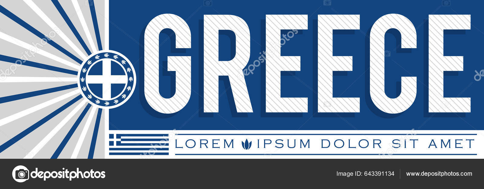 Greece Banner Design Typographic Vector Illustration Greek Flag Colors ...