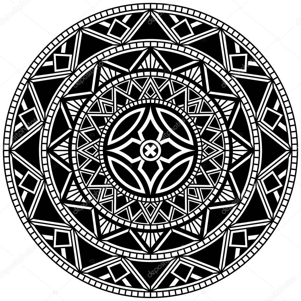 Mandala tribal. Diseño polinesio círculo altamente detallado. Tatuaje ...