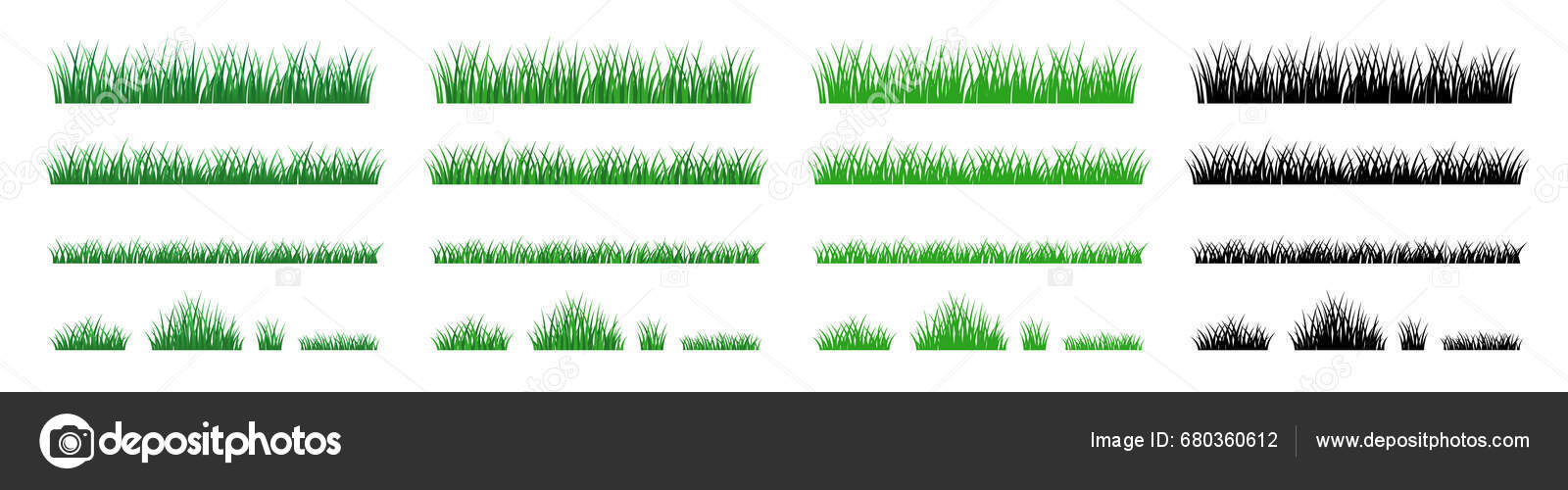 Fronteira Relva Realista Desenho Animado Plano Estilo Silhueta imagem ...