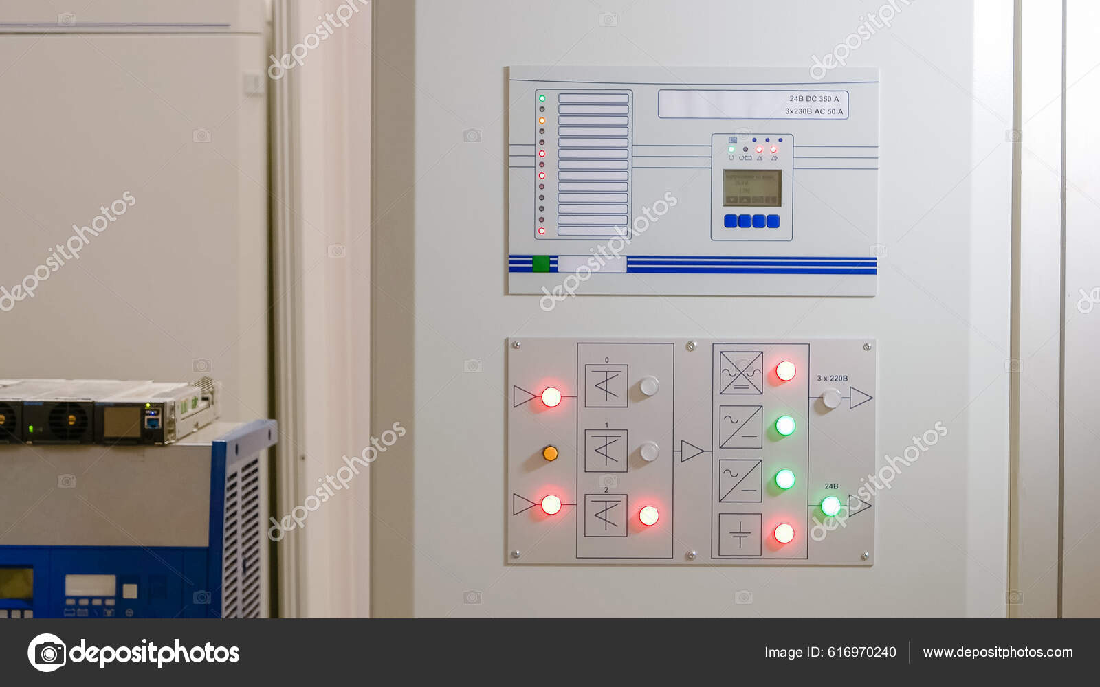 System Uninterruptible Power Supply Close Control Panel Red Green ...