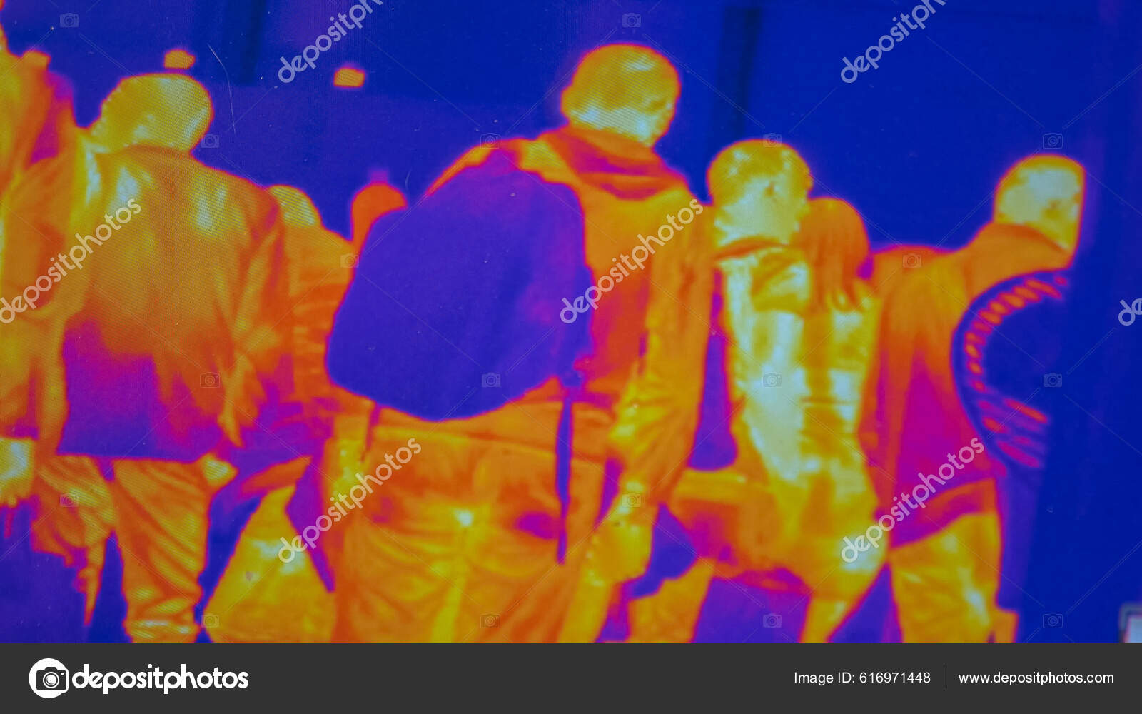 Infrared Thermal Vision People Walking Indoors Scanning Source Virus ...