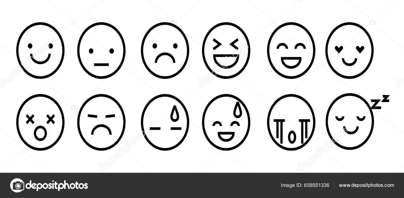 Ensemble D'émoticônes Collection Visage Emoji Emojis Style Plat Émoji ...