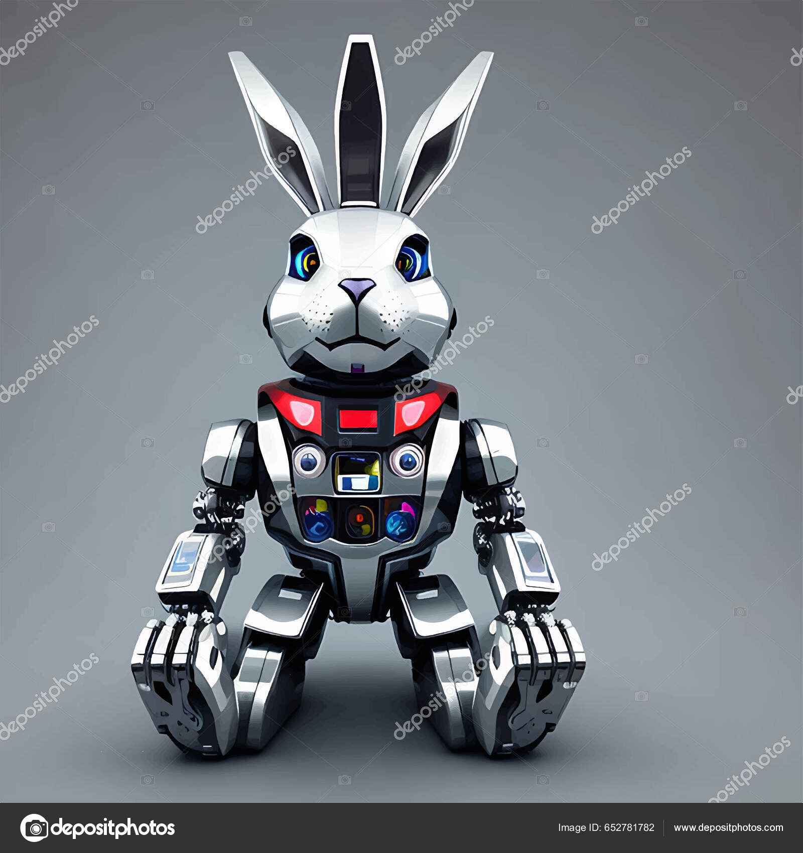 Photorealistic Illustration Mechanical Cyborg Rabbit Looking Bold Stock ...