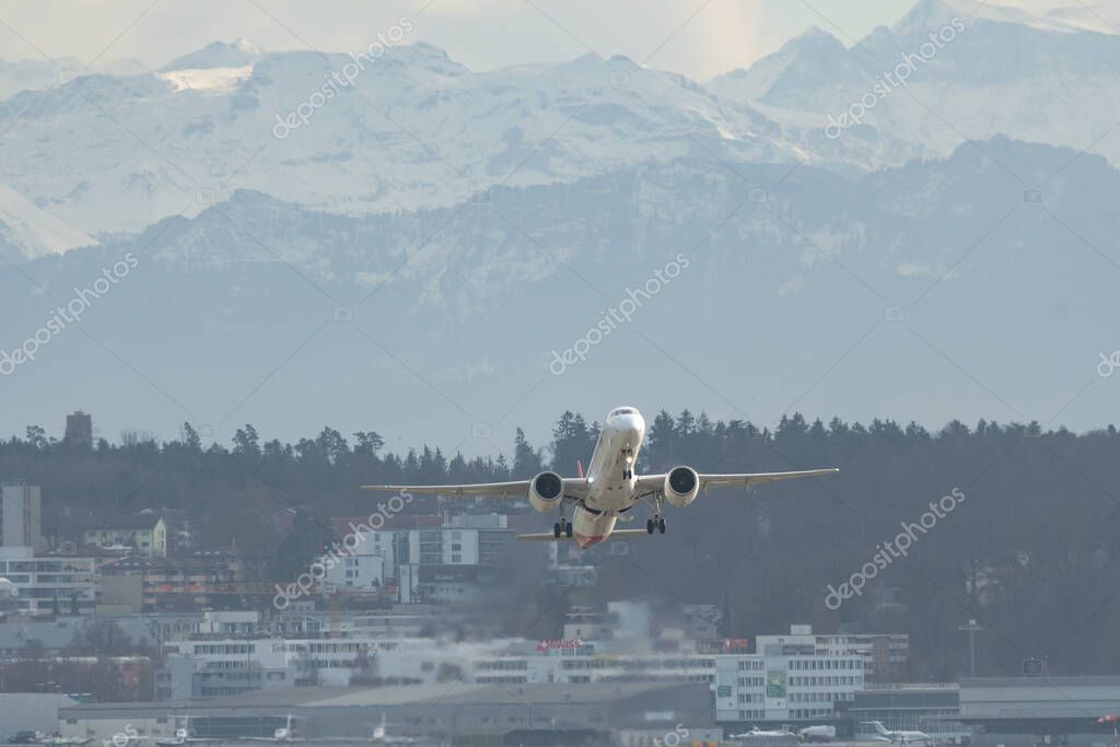 Zurich, Switzerland, December 23, 2022 Helvetic airways Embraer E195-E2 ...