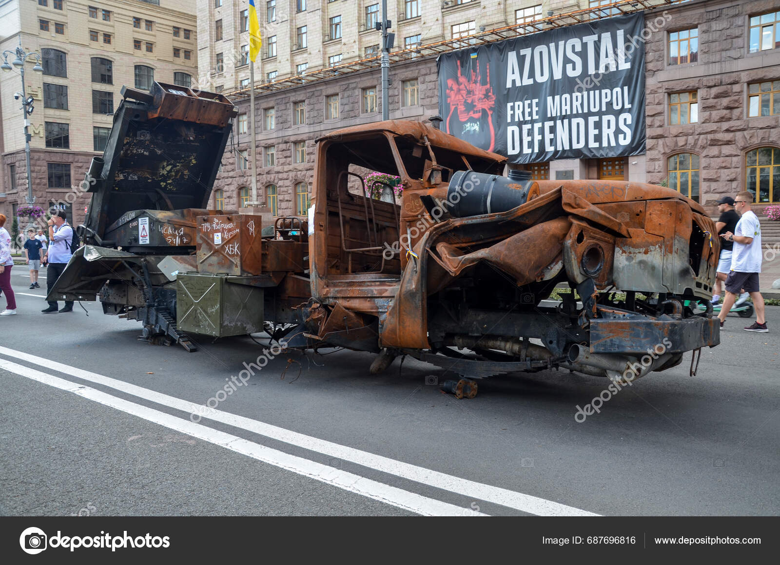 Burnt Russian Multiple Launch Rocket System Grad Artillery System Fires ...