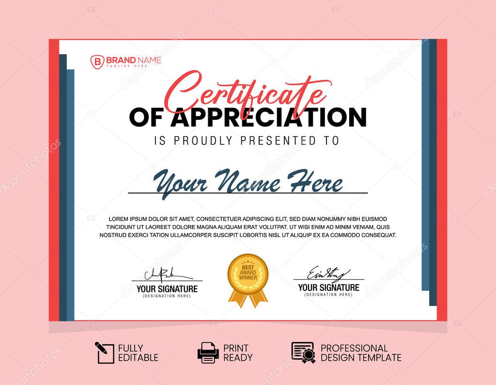 Certificate of Appreciation Design Template. Certificate of Achievement ...