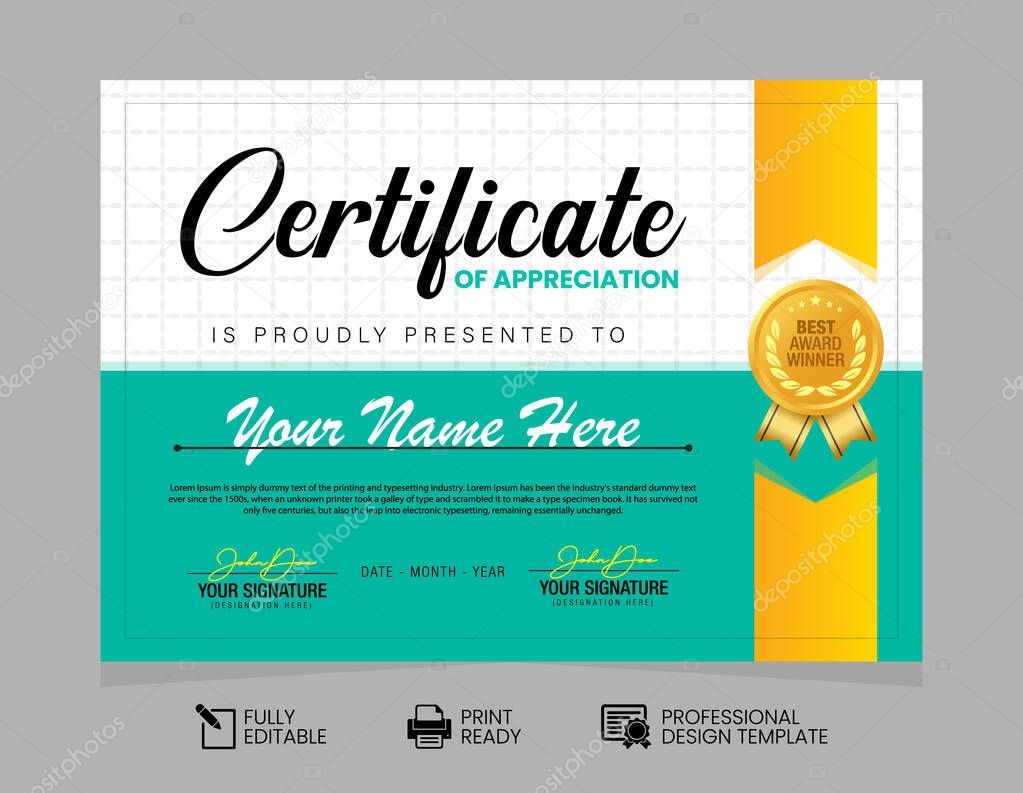 Certificate of Appreciation Design Template. Certificate of Achievement ...