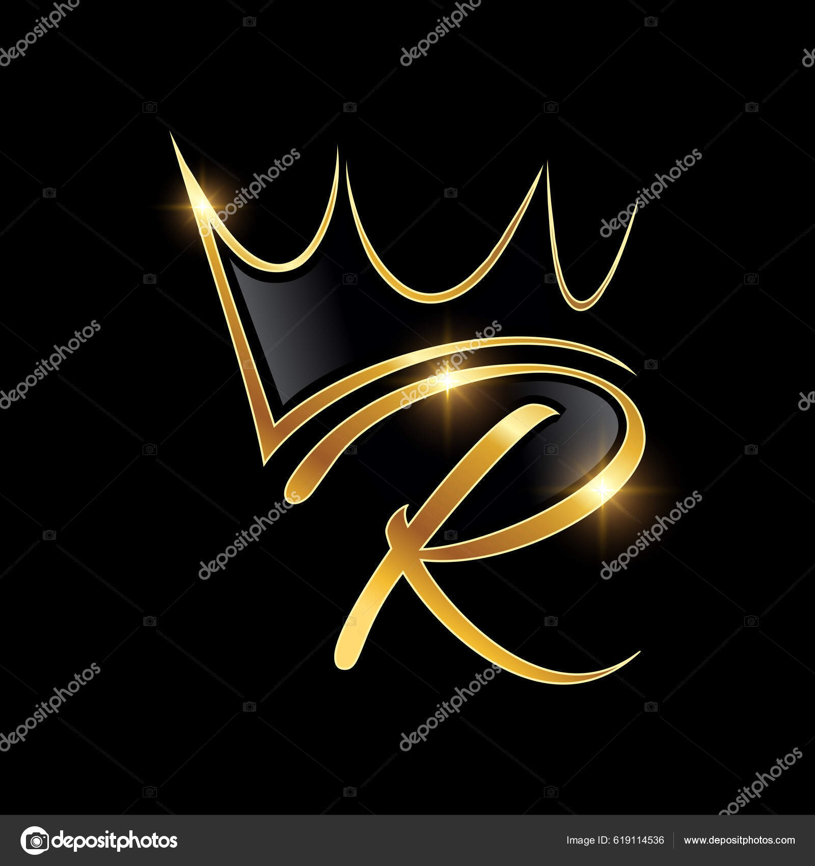Gold Monogram Crown Logo Initial Letter Stock Vector by ©up2date99@gmail.com 619114536