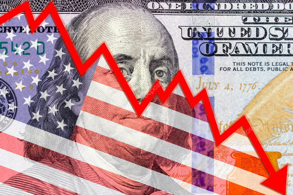 Gráfico descendente en el fondo del dólar estadounidense. Tendencia ...