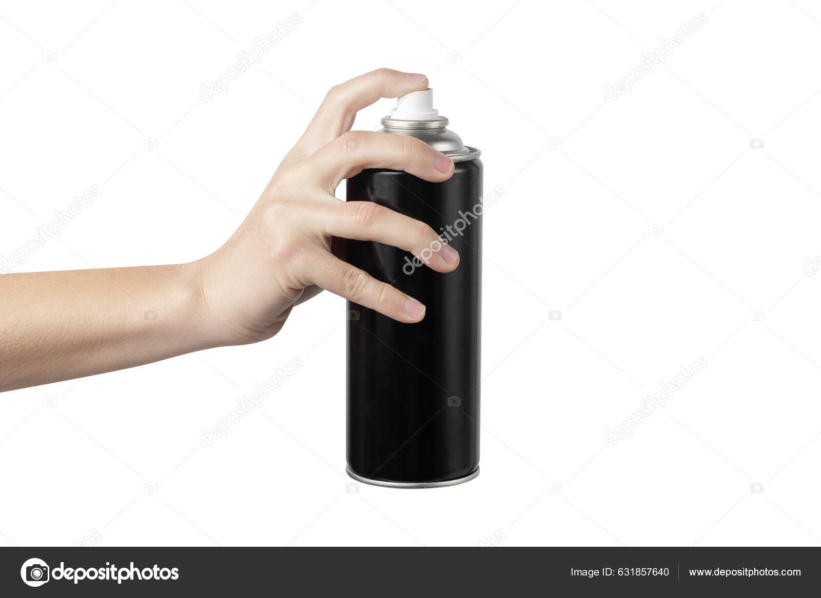 Aerosol Can Hand Spraying Process Aerosol Isolated White Background ...