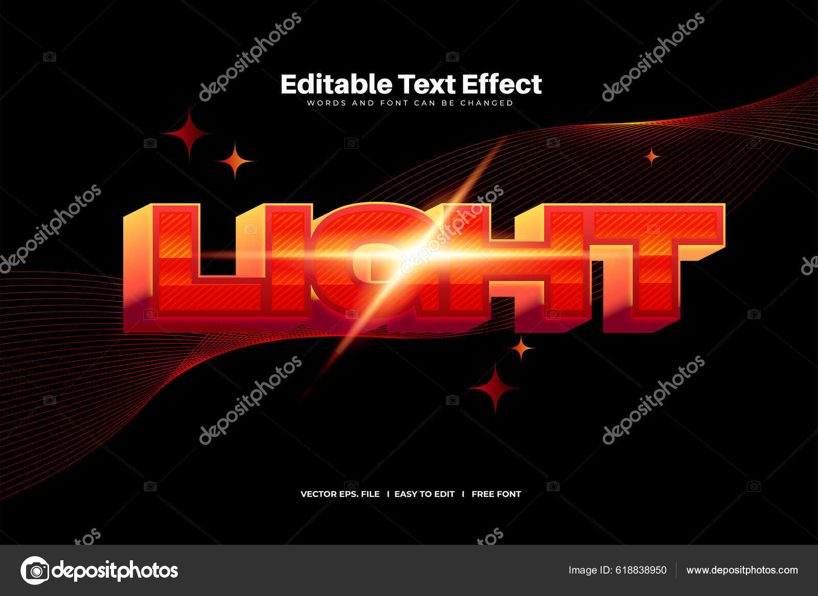Red Light Bold Text Effect Stock Vector by ©yugra 618838950