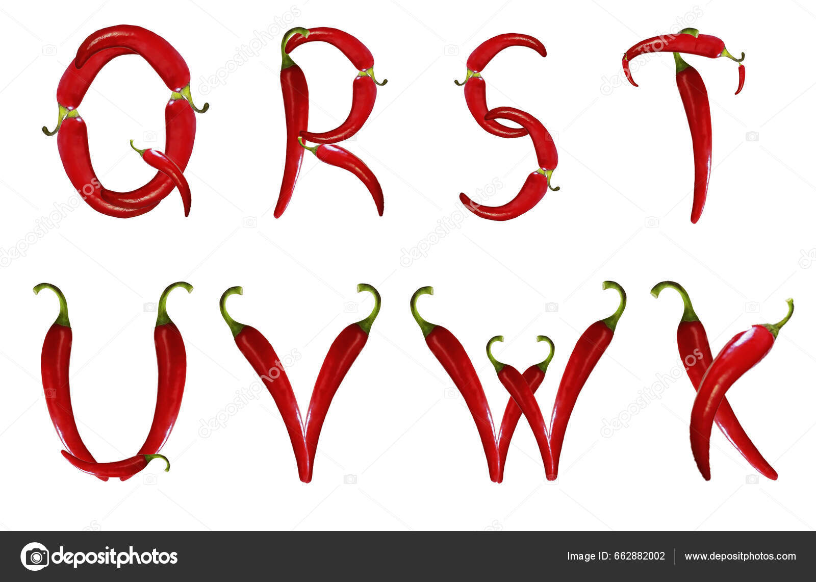 Edible Alphabet Made Hot Chili Peppers Letters Isolated White ...