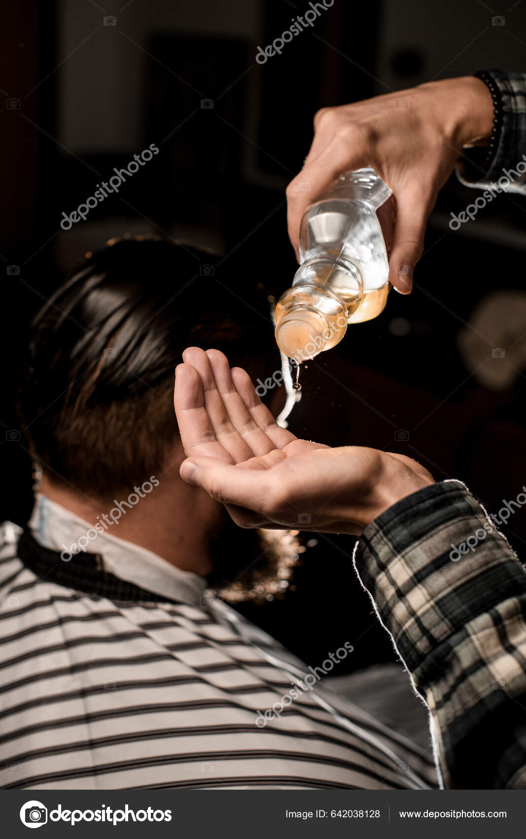 Close Male Hand Which Pouring Hair Oil Spa Grooming Man Stock Photo by ...