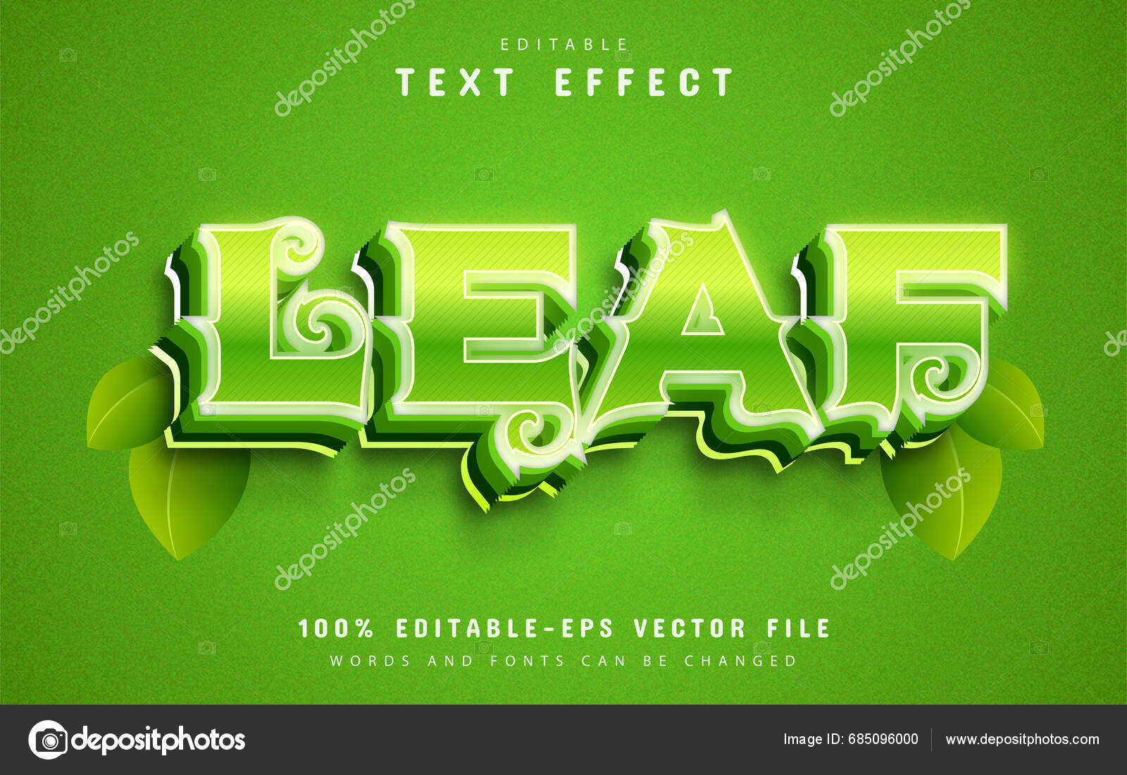 Glowing Green Leaf Text Effect Editable Stock Vector by ©tridatustudio ...