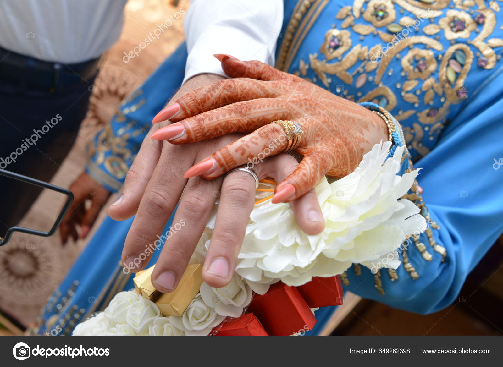 Muslim Indian Wedding Couple Holding Hands