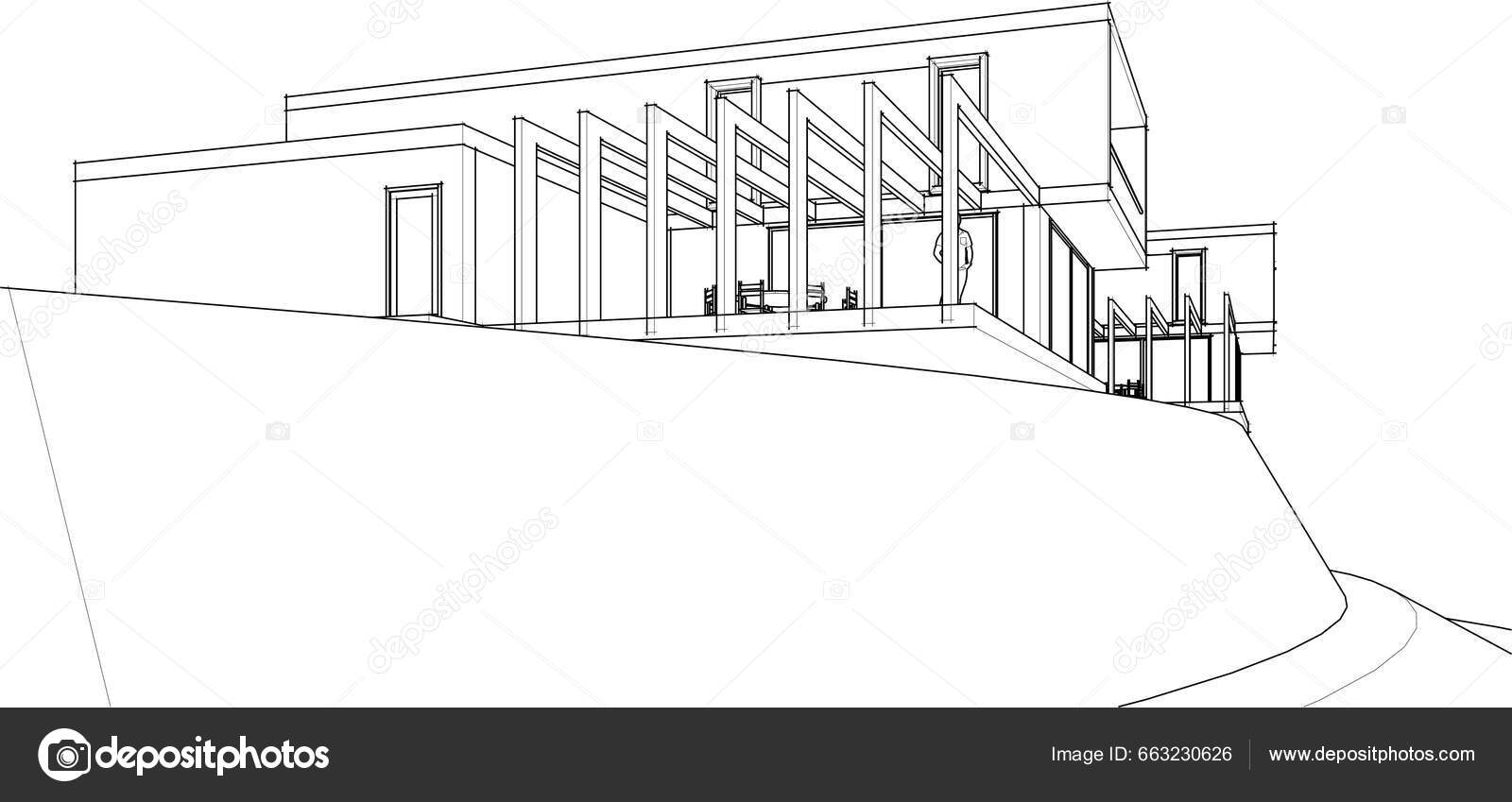 Rumah Sketsa Arsitektur Ilustrasi Vektor Stok oleh ©SAdesign 663230626