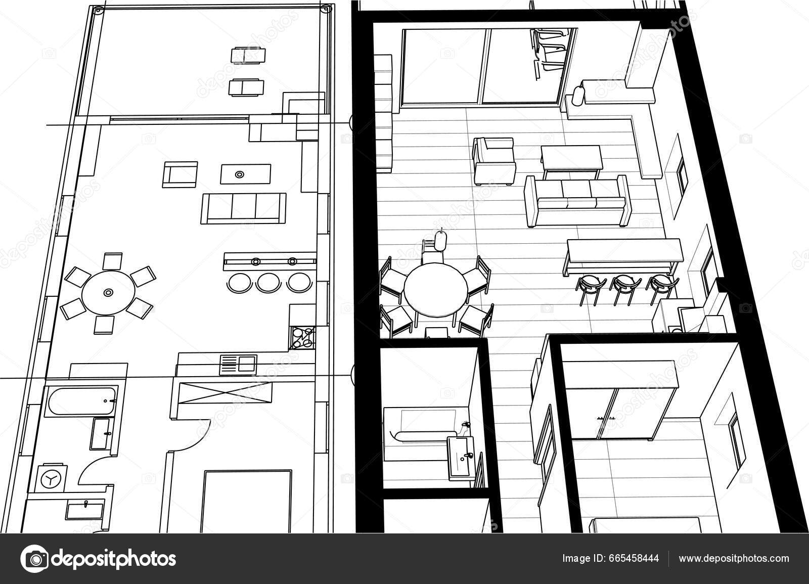 Casa Interior Boceto Ilustración Vector de stock por ©SAdesign 665458444