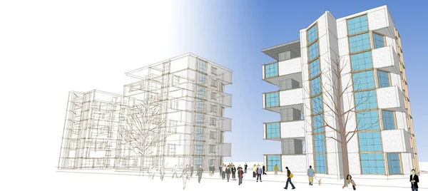 Modern House Module Architectural Concept Illustration Stock Photo by ...